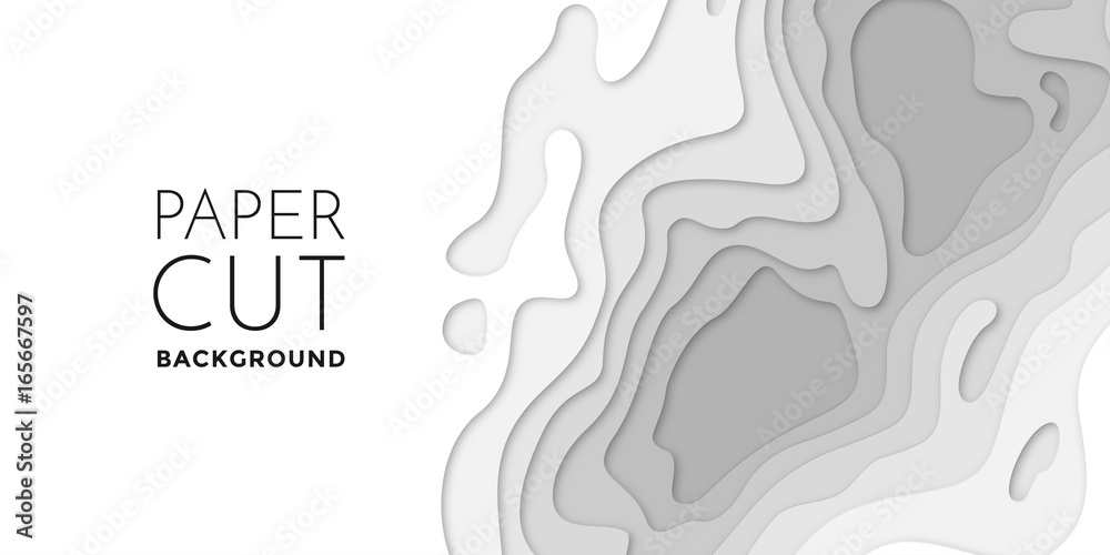 3D papercut layers, paper cut topography vector art background banner ...