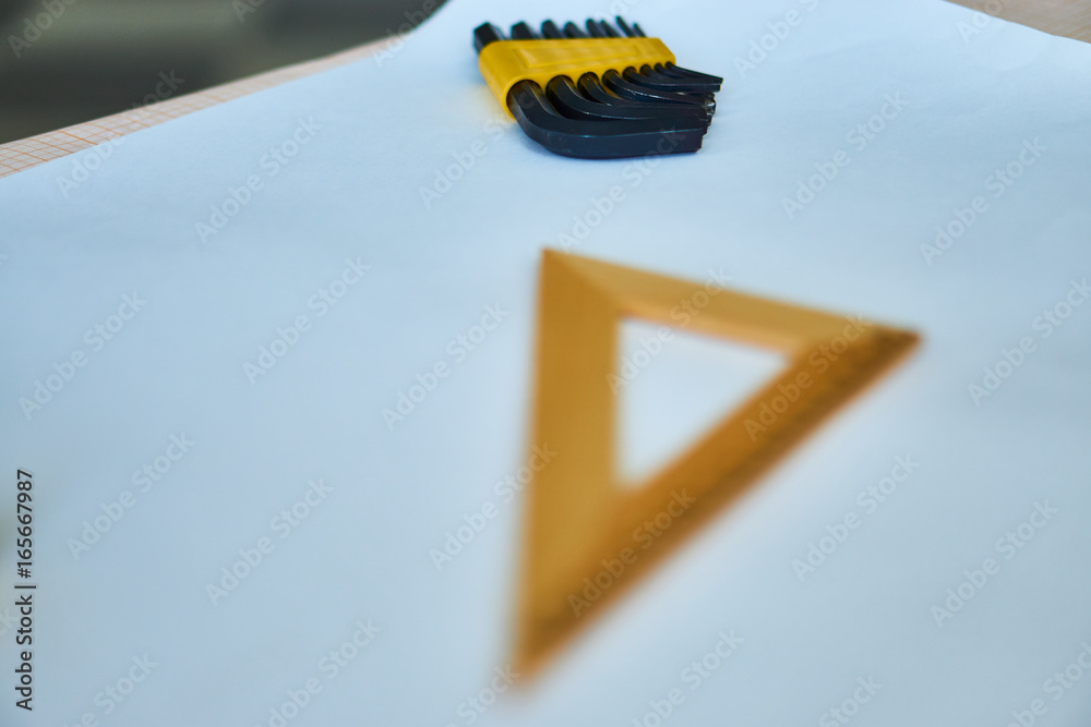 Desktop, work, drawings, ruler, engineering, design, draw Stock Photo ...