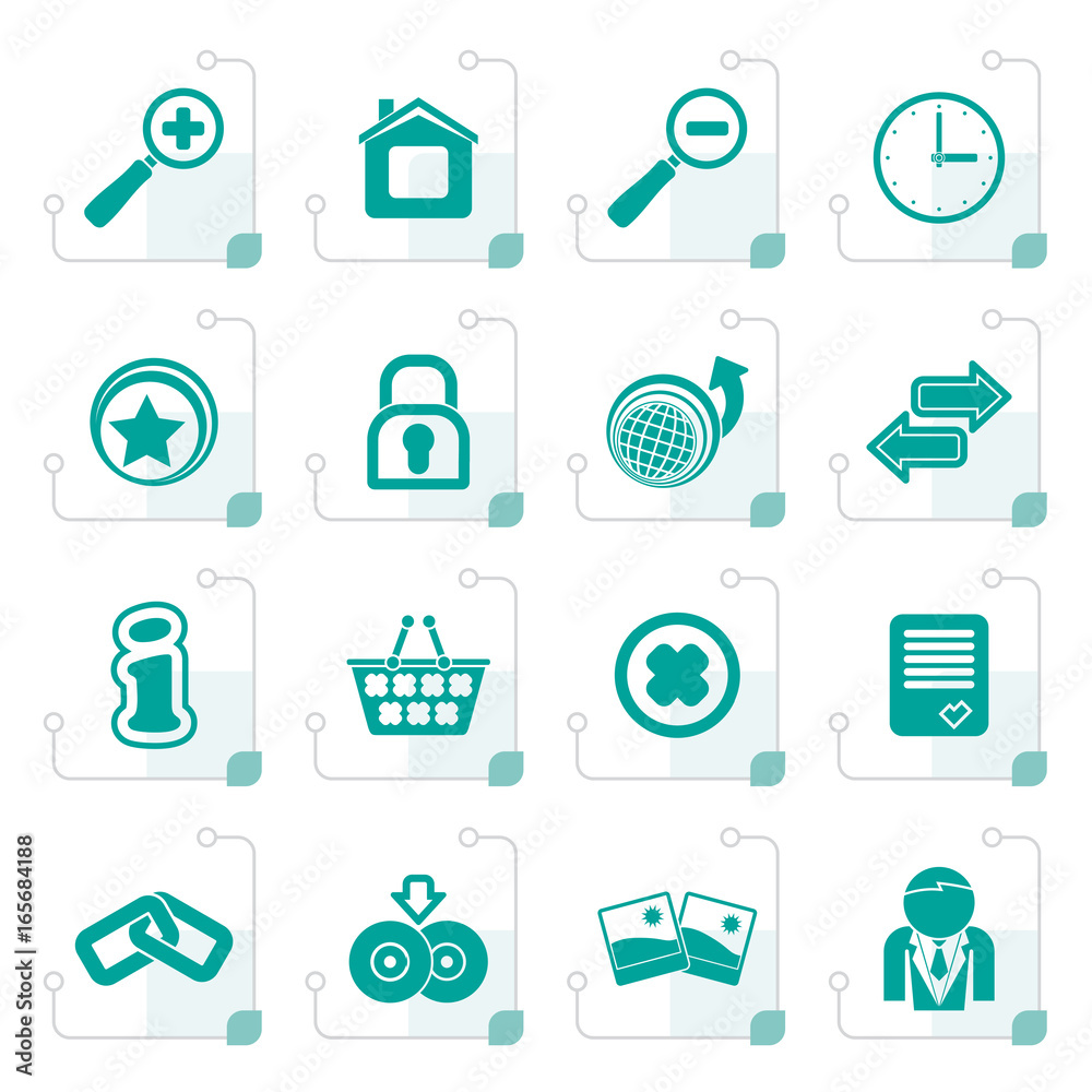 Stylized Web Site and Internet icons - vector icon set Stock Vector ...