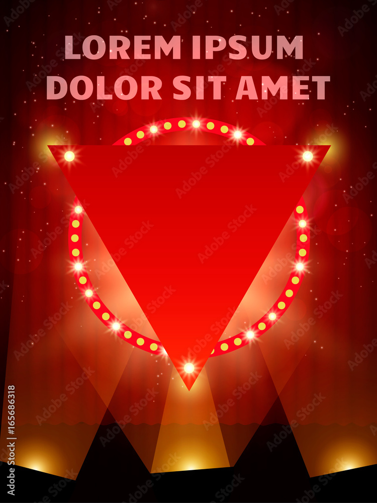 Poster Template banner with scene and spotlights. Design for ...