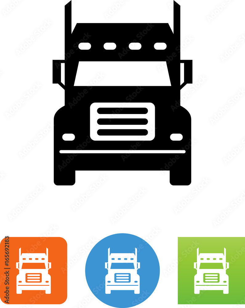 Front View Of A Semi Truck Icon - Illustration Stock Vector | Adobe Stock