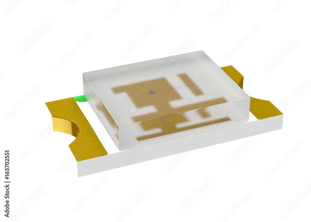 3D realistic render of smd led diode on white background with clipping ...