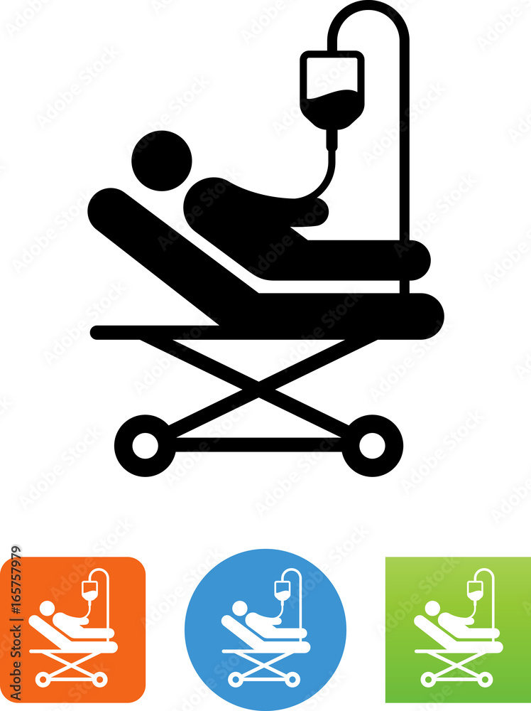 Hospital Patient With IV Bag Icon - Illustration Stock Vector | Adobe Stock