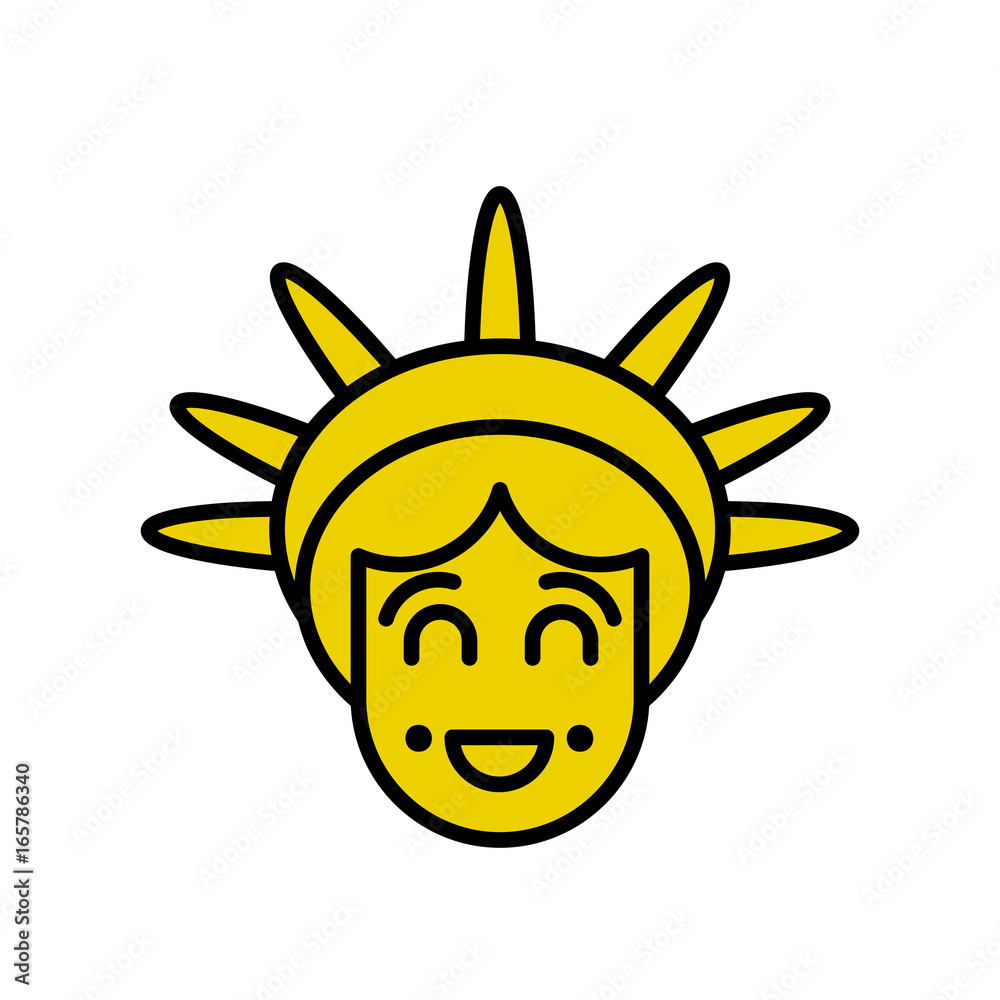 Statue of Liberty emoji. Sightseeing America. Happy head of sculpture ...