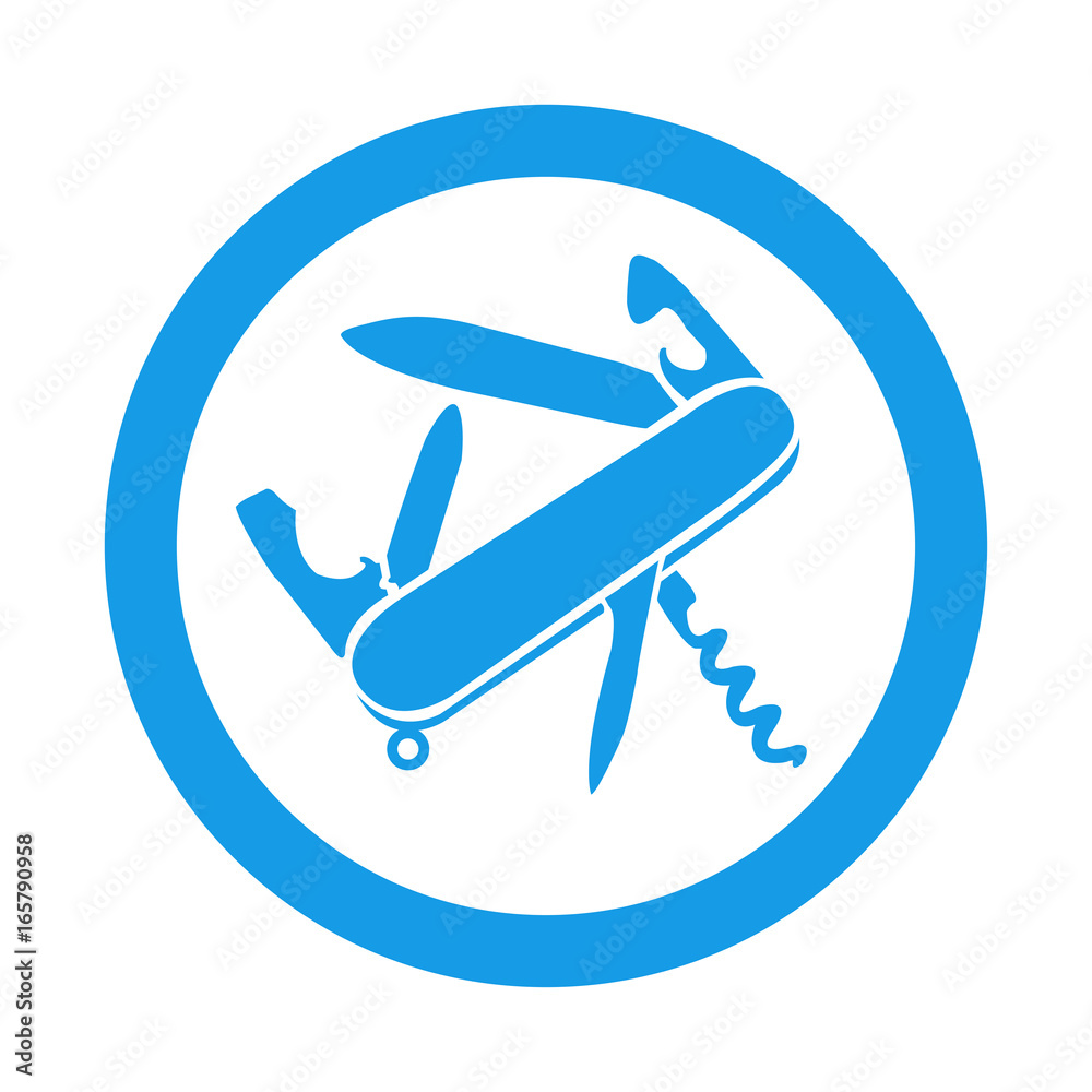 Icono plano navaja multiusos en circulo color azul Stock Illustration ...