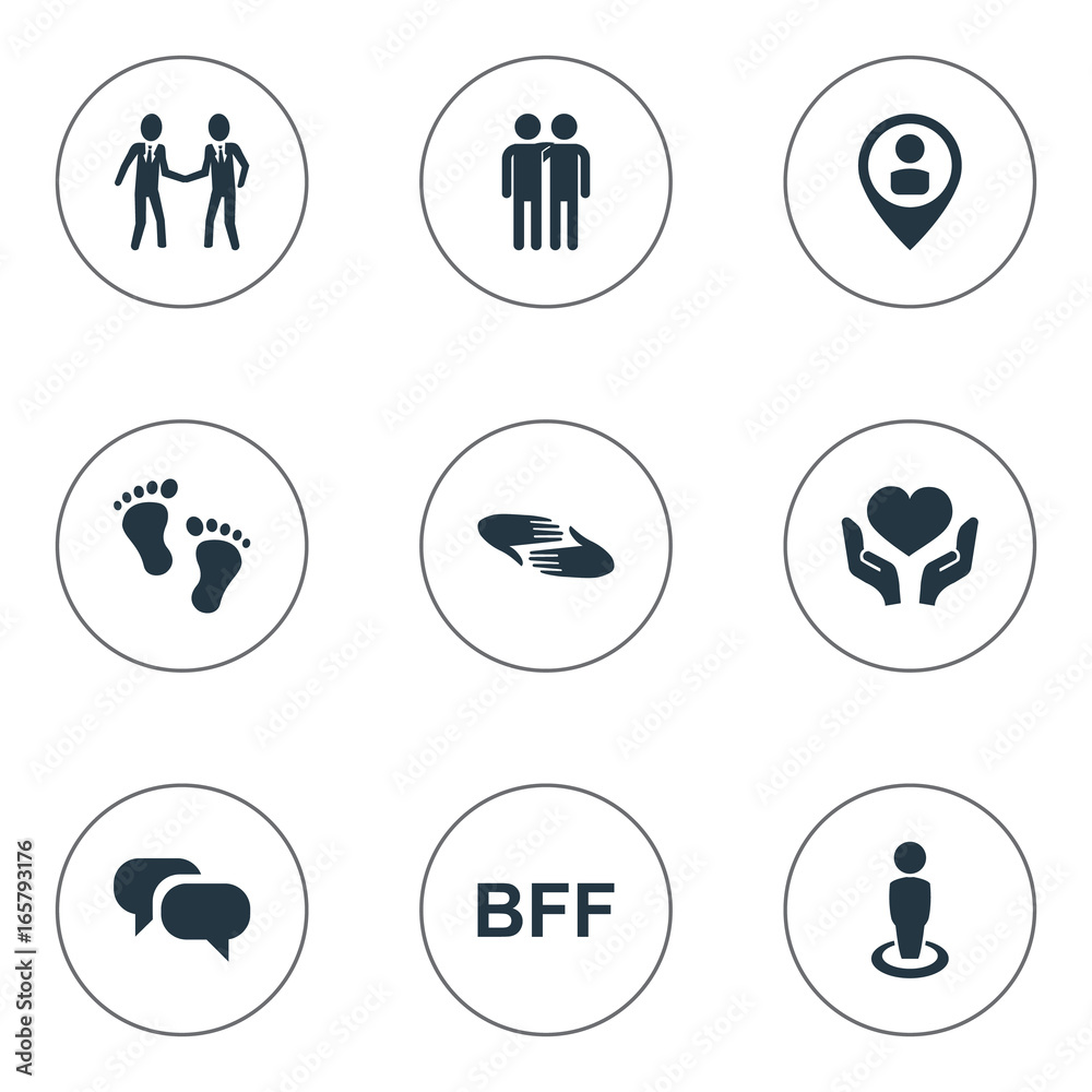 Vector Illustration Set Of Simple Friends Icons. Elements Fellows ...