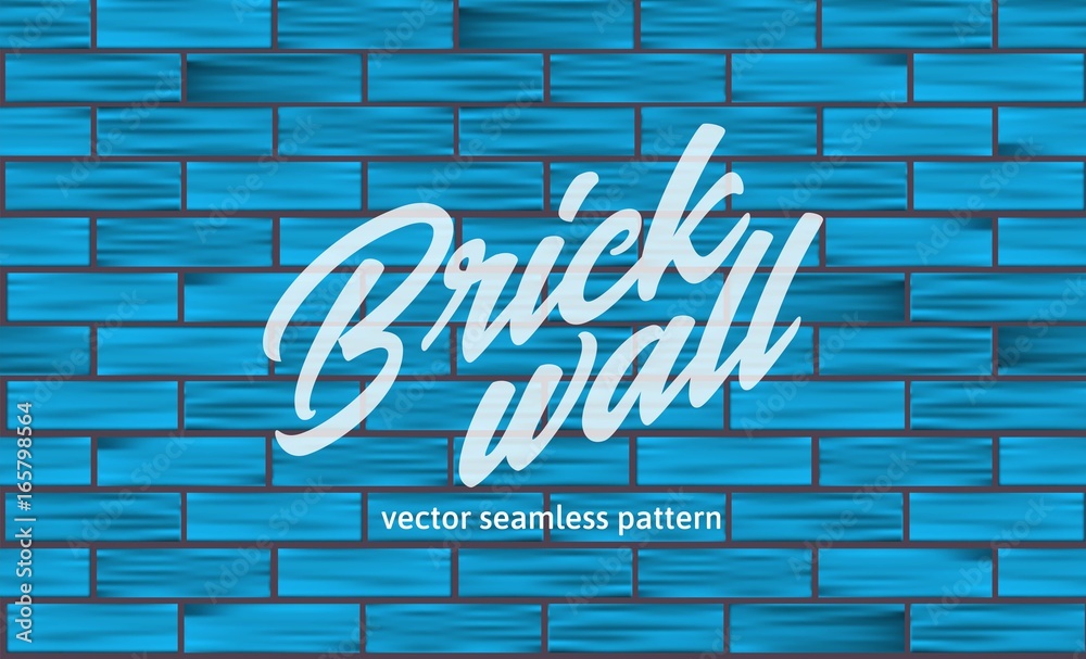 Blue brick wall texture. Seamless pattern. Stock Vector | Adobe Stock