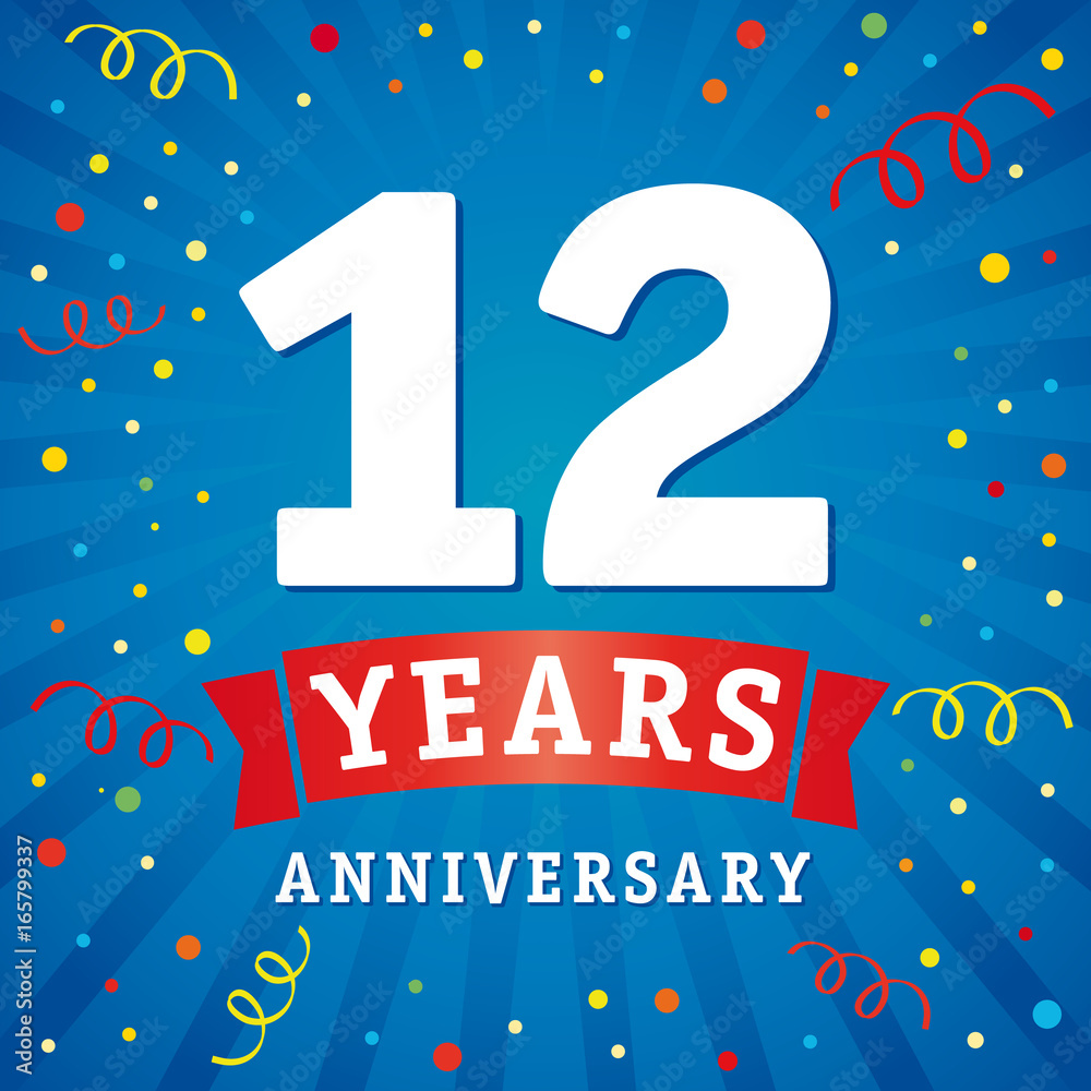 12 years anniversary logo celebration card. 12th years anniversary ...