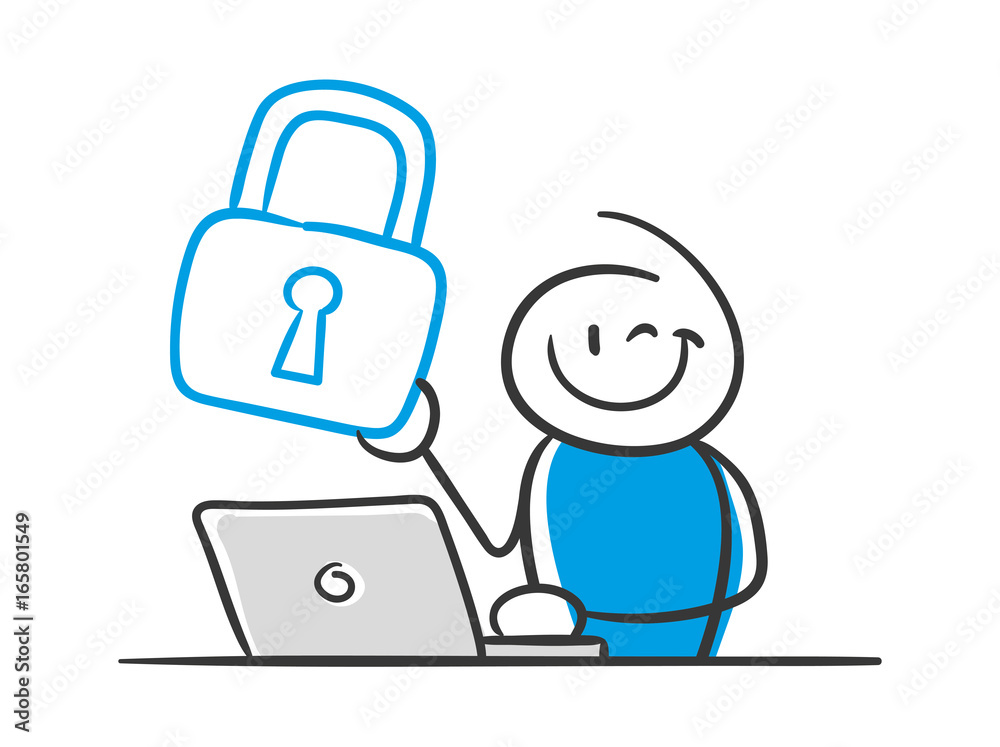 Stick Figure Series Blue / Cyber Security Stock-Vektorgrafik | Adobe Stock