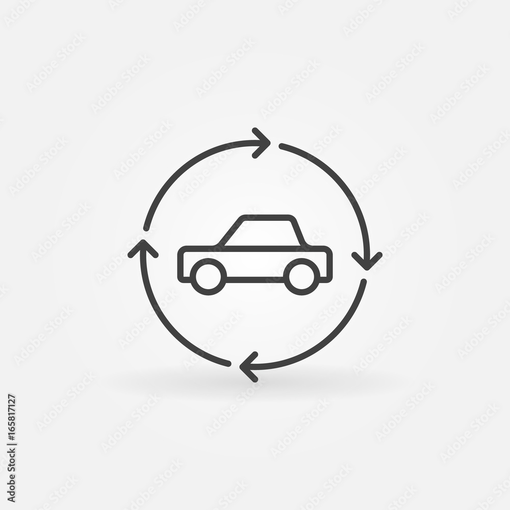 Car in circular arrows linear icon Stock Vector | Adobe Stock