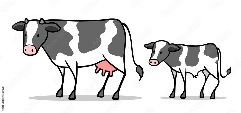 Cartoon Kuh mit Kalb Stock Illustration | Adobe Stock