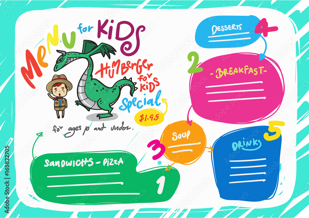 vector kids menu template. Stock Vector | Adobe Stock