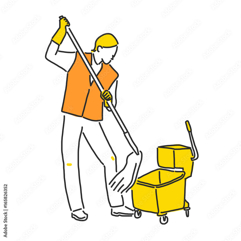 Labor. Builder and worker in various poses. hand drawn. line drawing ...