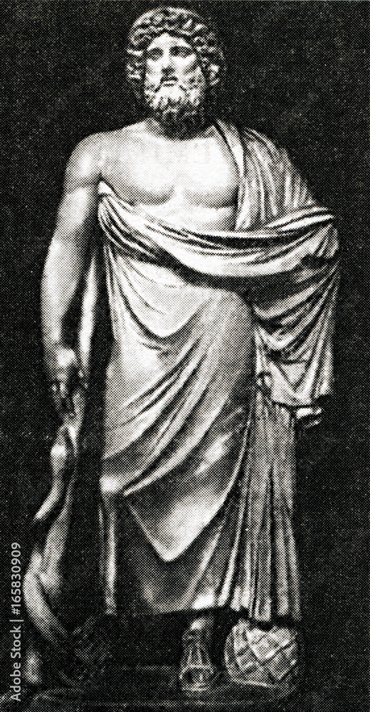 Asclepius, god of medicine in ancient Greek mythology, with his serpent ...
