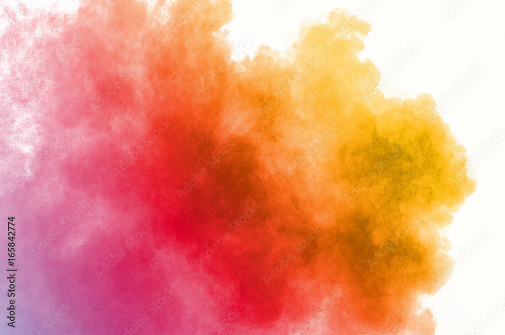 Abstract art powder paint on white background. Movement abstract frozen ...