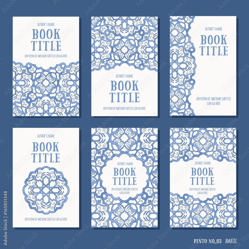Arabesque design - set of six hand drawn book cover templates Stock ...