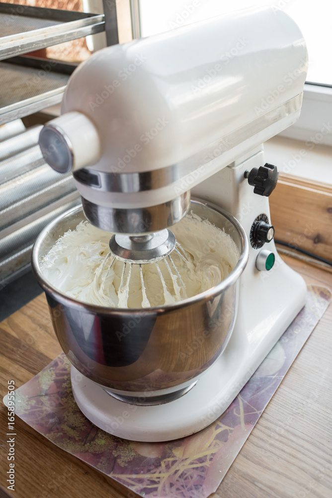 Food processor to kneading dough for cake. Manufacturing process of ...