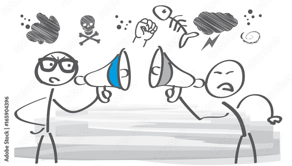 Konfrontation - zwei Strichmännchen streiten miteinander Stock Vector ...