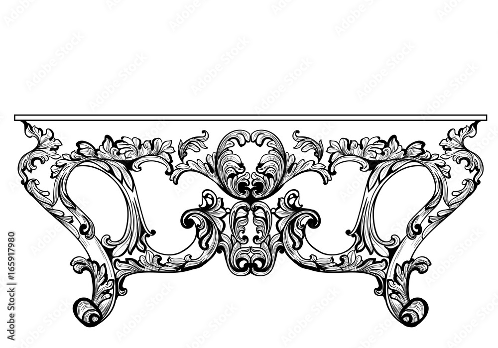 Exquisite Baroque console table engraved. Vector French Luxury rich ...