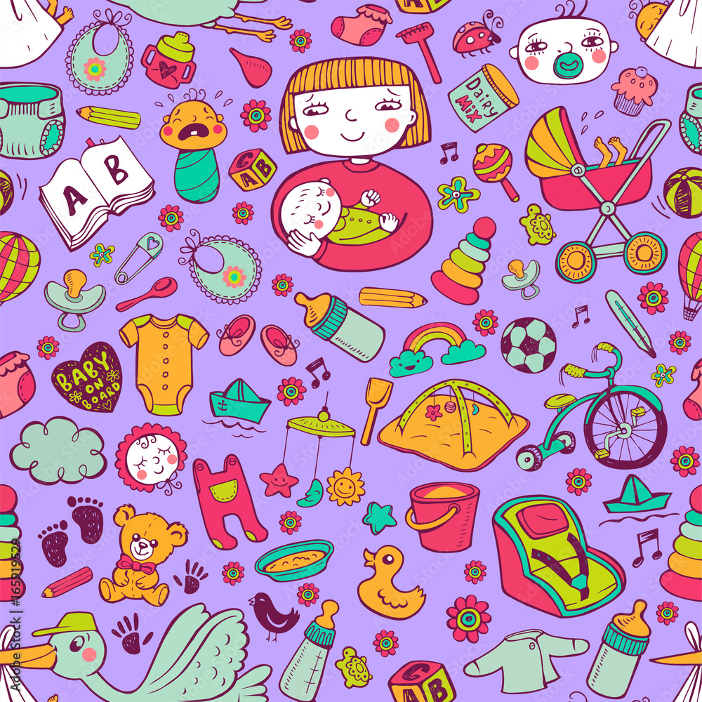 Seamless background Baby Care Stock Vector | Adobe Stock