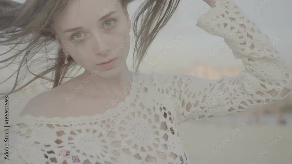 Beautiful girl crying at sunset Stock Video | Adobe Stock