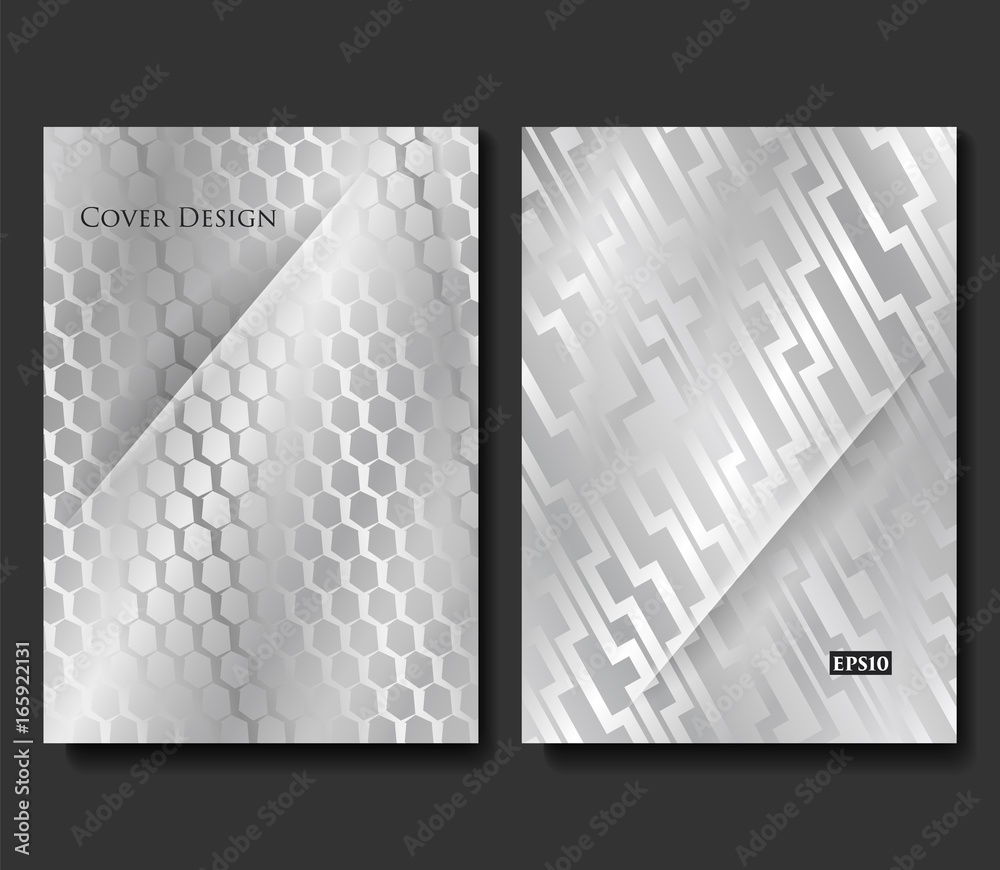 Set of Vector Geometric Templates. Fold Line Silver Metallic Texture ...