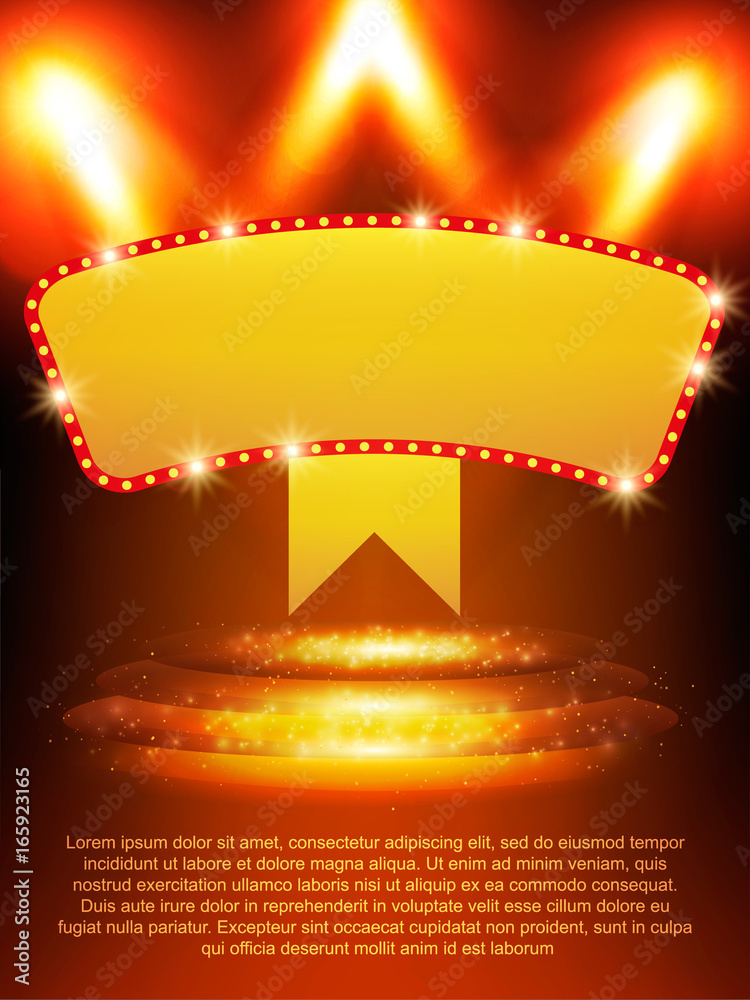 Poster Template banner with podium and spotlights. Design for ...