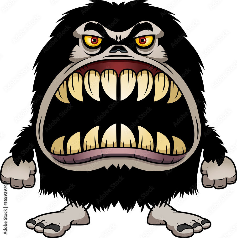 Angry Cartoon Hairy Monster Stock Vector | Adobe Stock