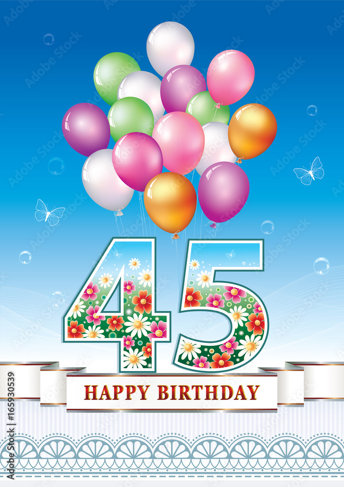 Happy birthday 45 years Stock Vector | Adobe Stock