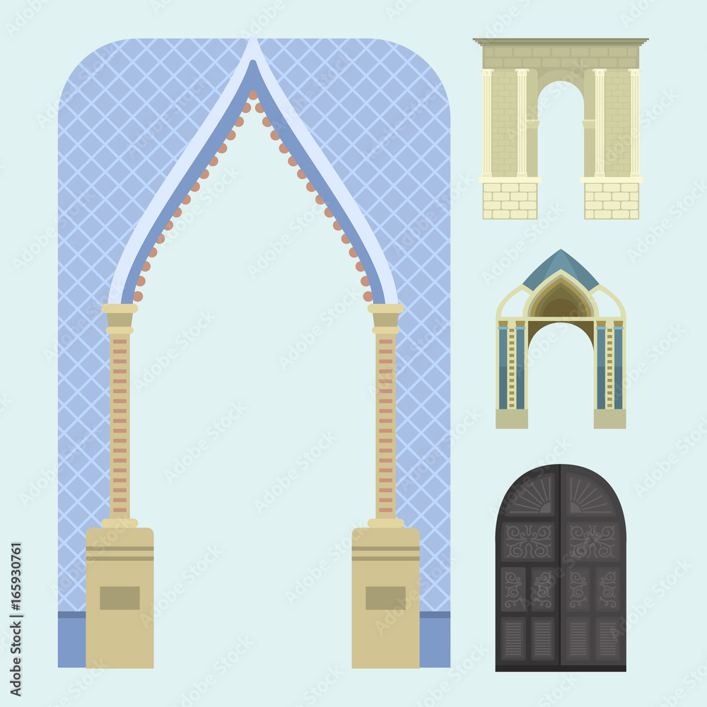 Arch vector architecture construction frame column entrance design ...
