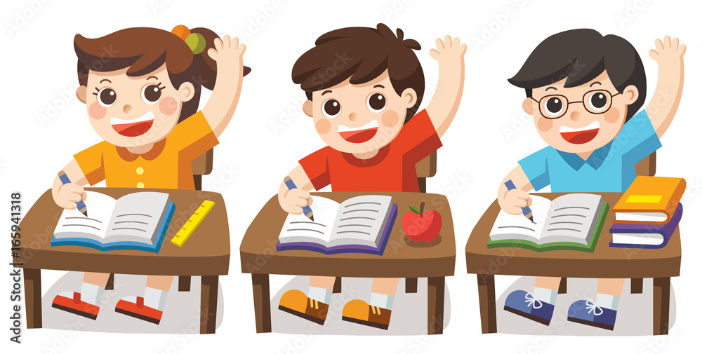 Student Raising Hand In Class Clipart