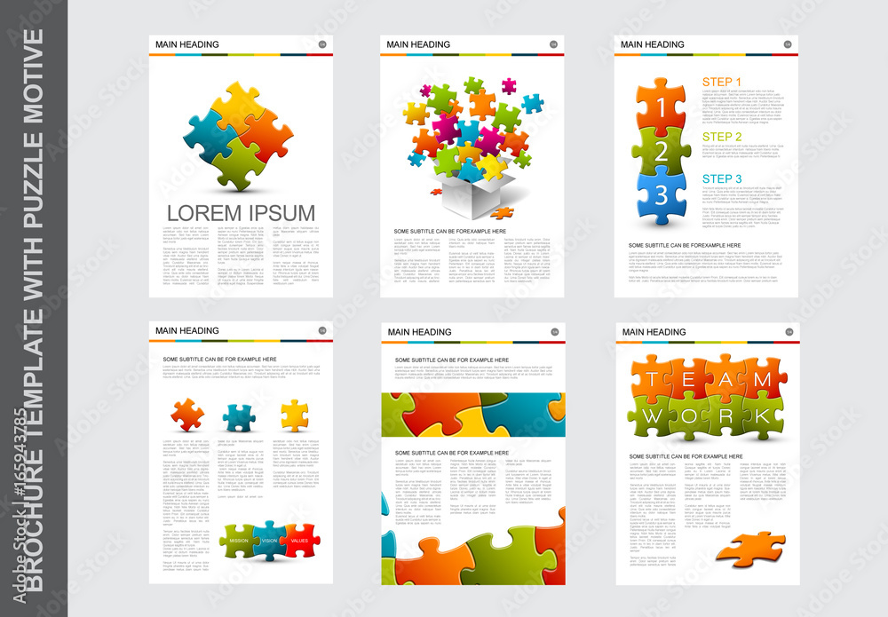 Puzzle Piece Brochure Layout Stock Template | Adobe Stock