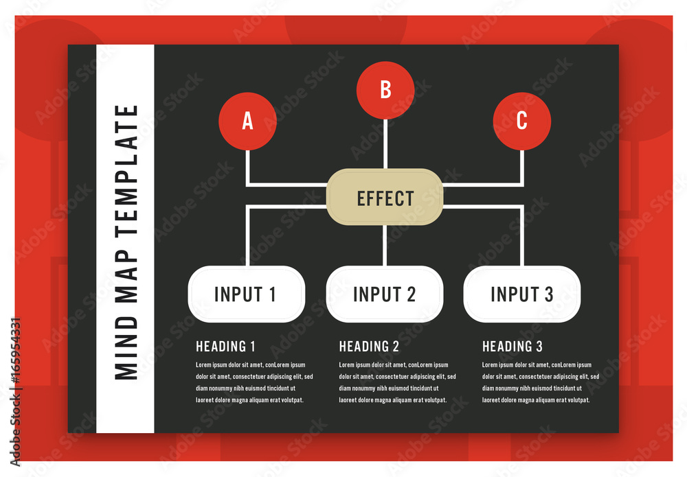 Black and White Mind Map Layout with Red Accents 1 Stock Template ...