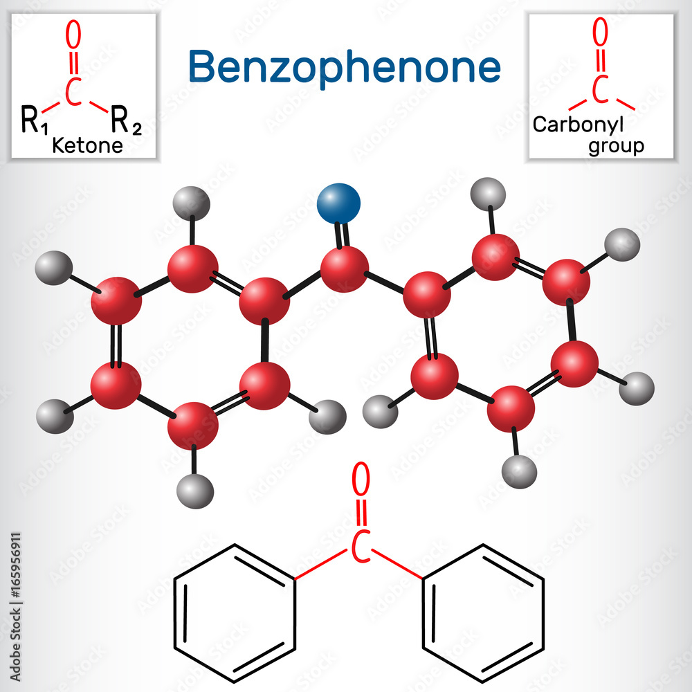 Vetor de Benzophenone (diphenyl ketone) molecule - structural chemical ...
