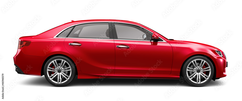 Red executive car on white - side angle Stock Illustration | Adobe Stock