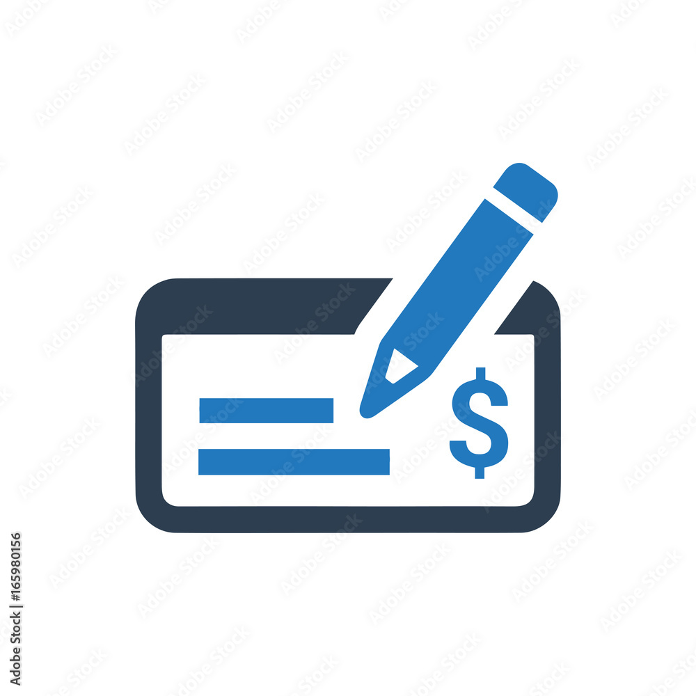 Writing Cheque Icon Stock Vector | Adobe Stock