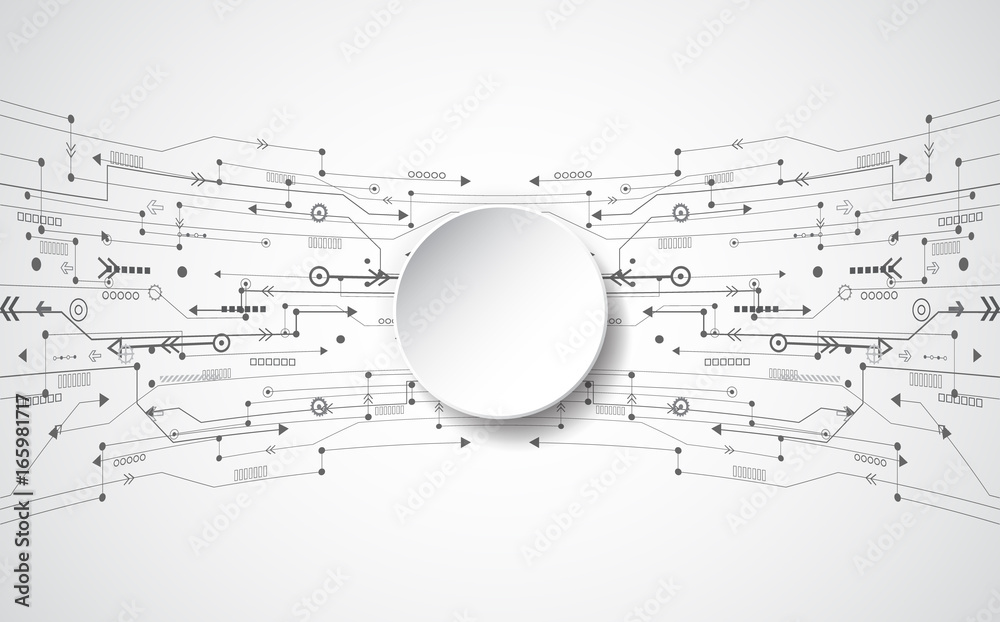 Abstract technological background concept with various technology elements. illustration Vector ...