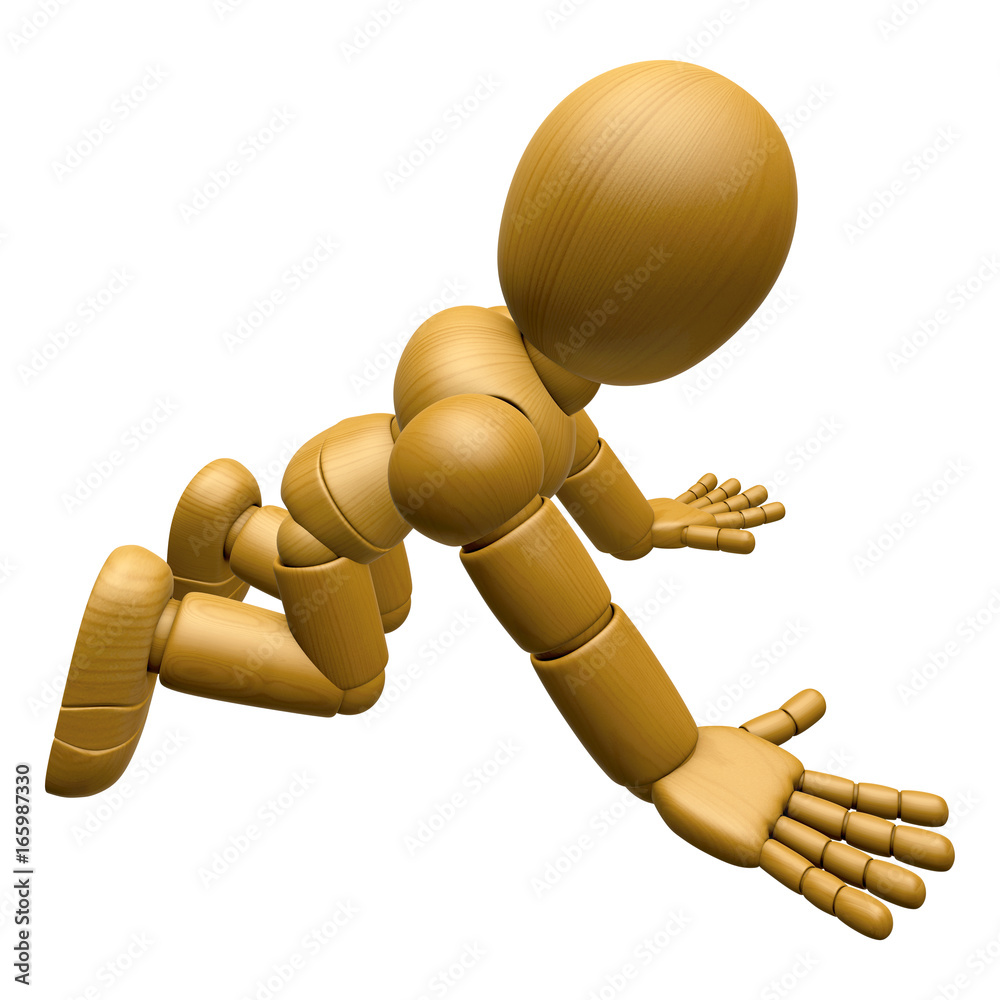 3D Wood Doll Mascot flop on one's knees. 3D Wooden Ball Jointed Doll ...