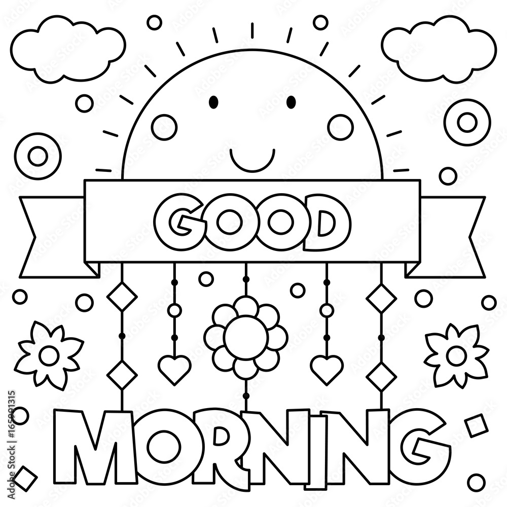 Good morning. Coloring page. Vector illustration. เวกเตอร์สต็อก | Adobe ...