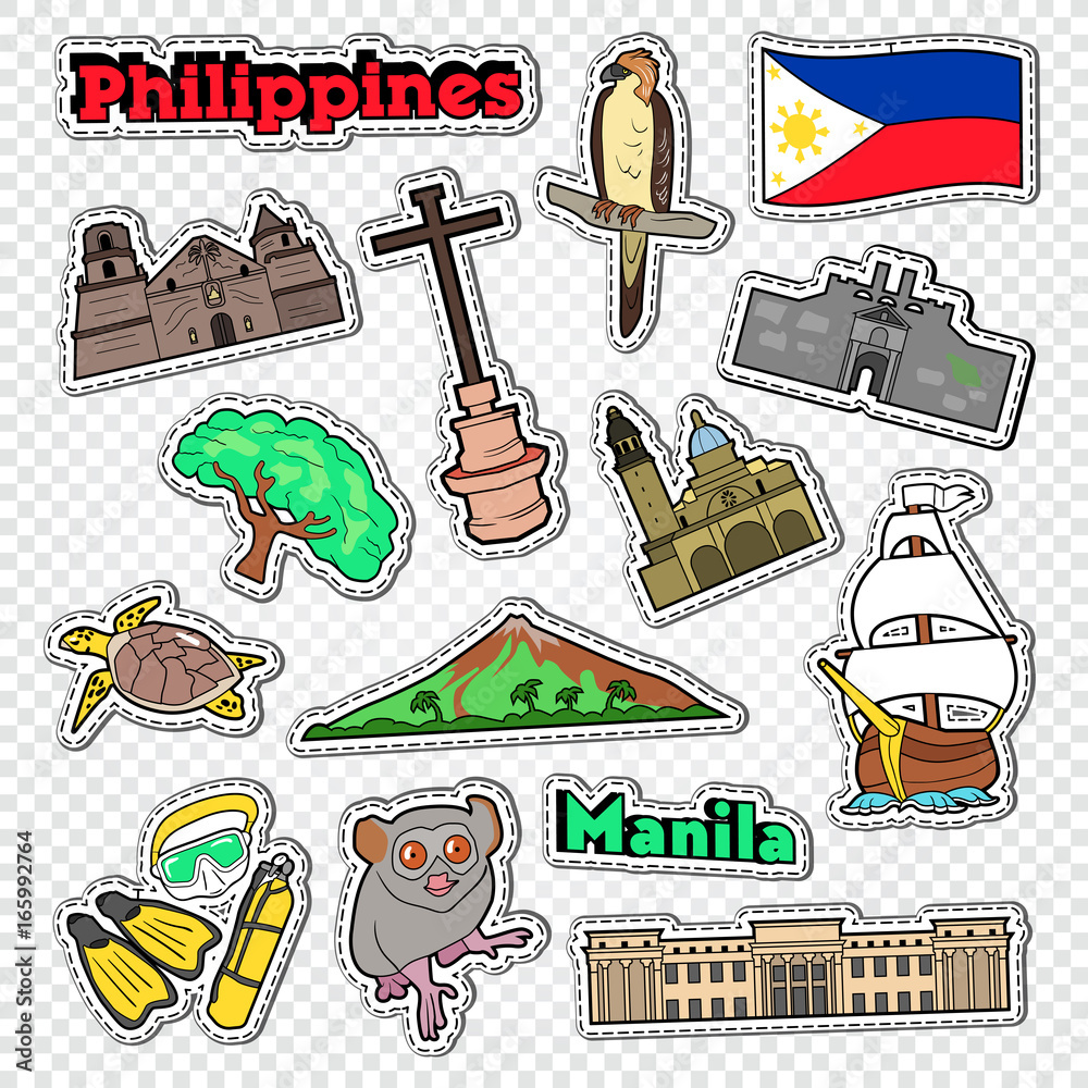 Travel to Philippines. Stickers, Badges and Patches with Philippines ...