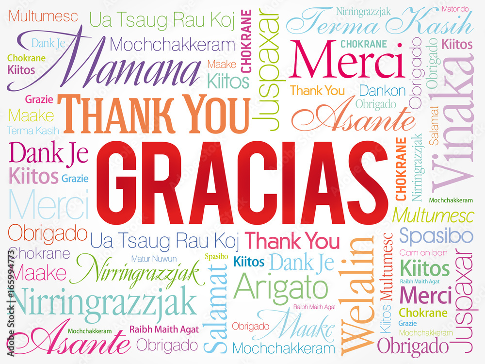 Gracias (Thank You in Spanish) Word Cloud background, all languages ...