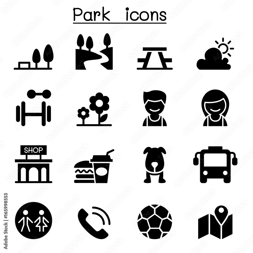 Public park icons Stock Vector | Adobe Stock