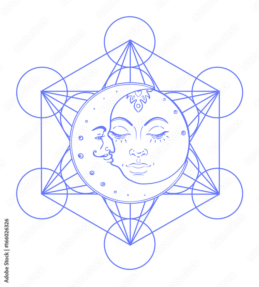 Vintage Sun And Moon Face