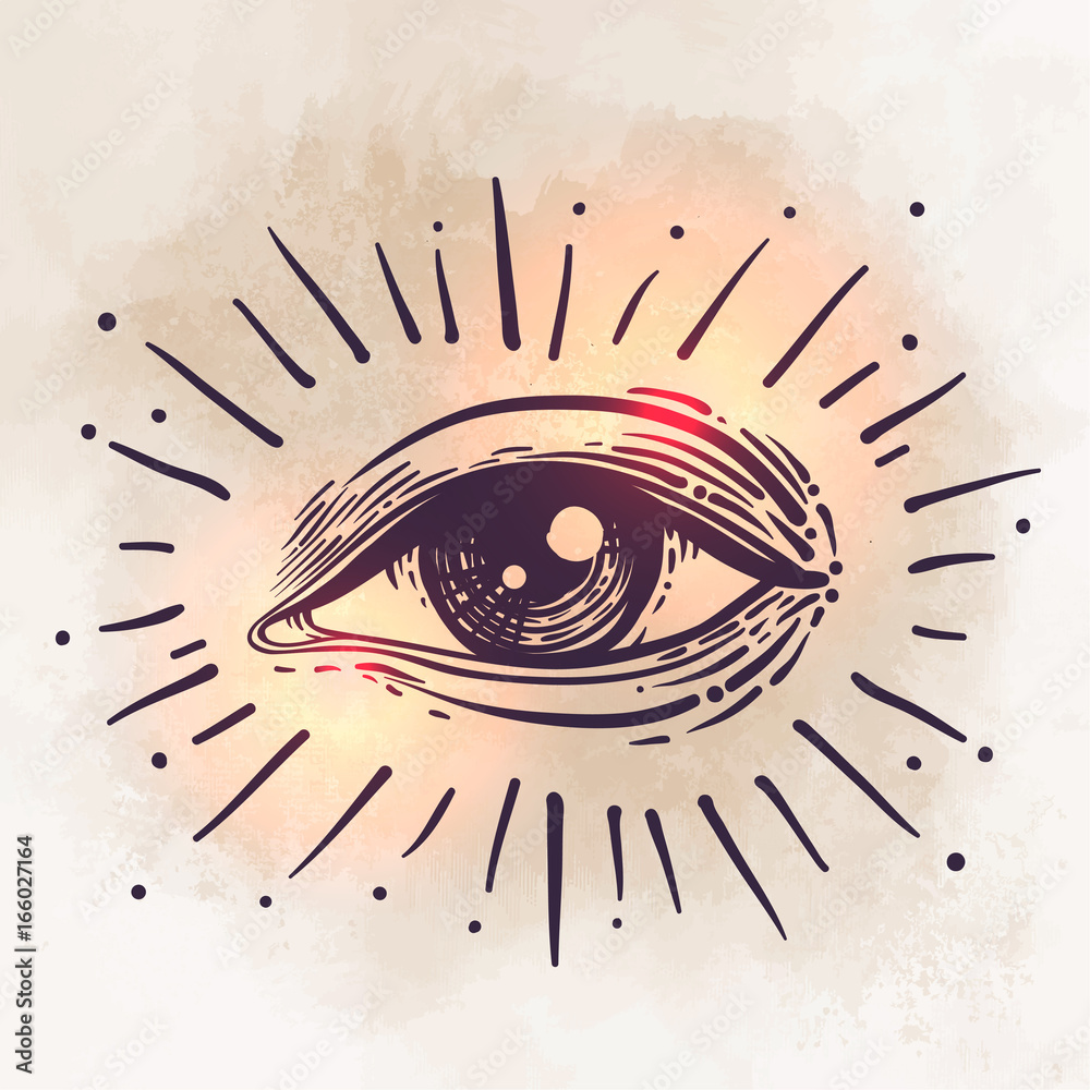 Vector illustration of human eye in engraved style. Hand drawing ...