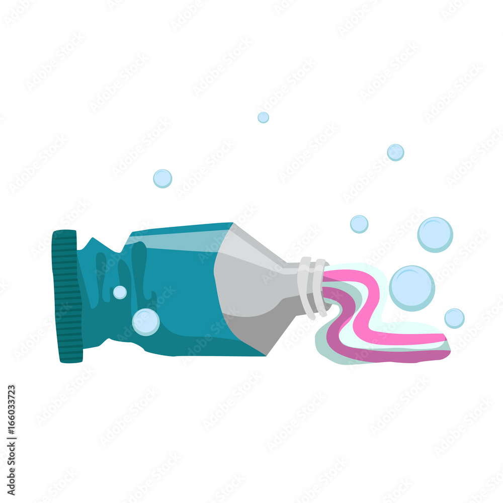 Trendy cartoon style fresh mint toothpaste used tube. Every day hygiene ...