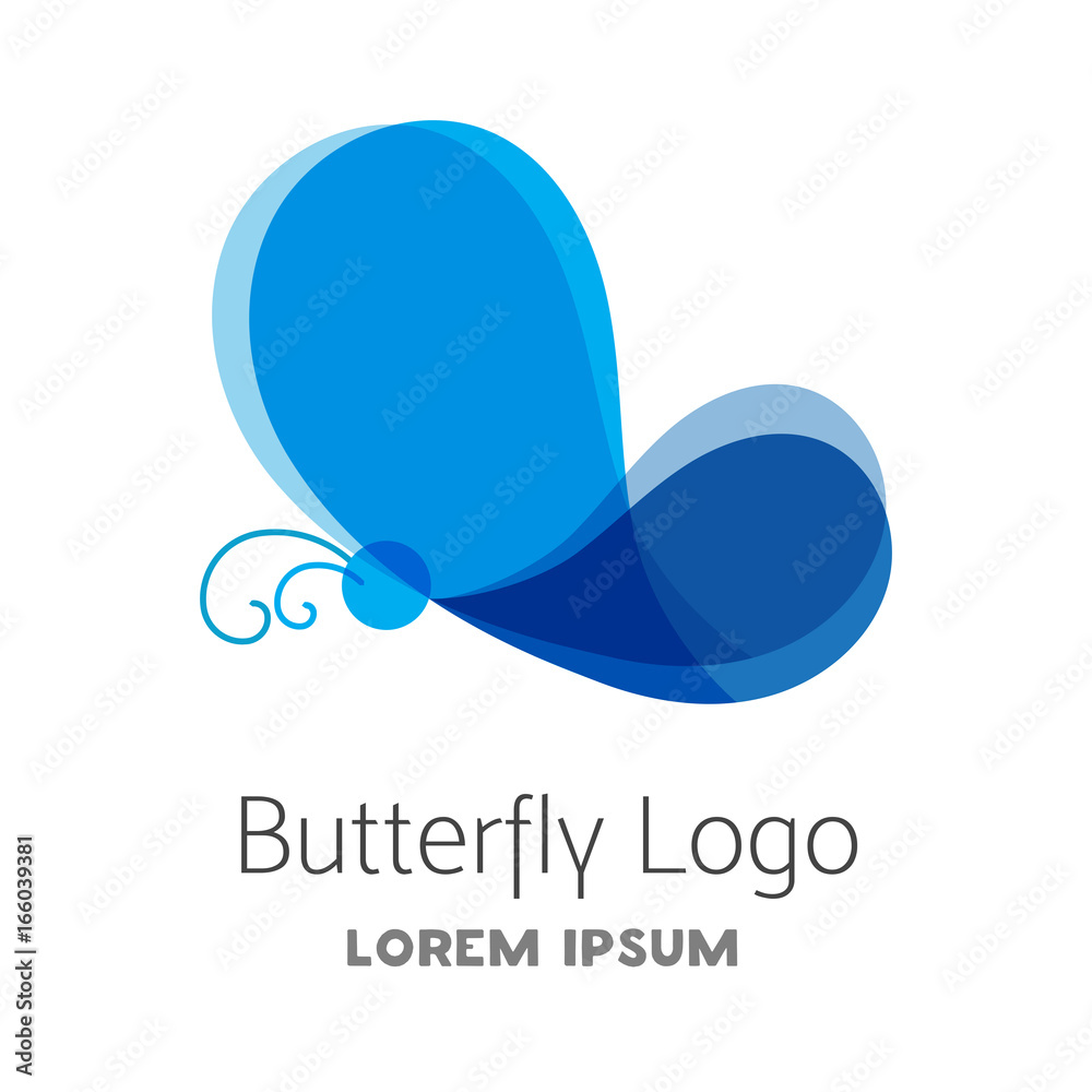Colorful blue butterfly logo template. Stock Vector | Adobe Stock