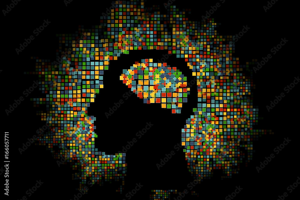 Generative human head shape background. Vector illustration. Concept of ...