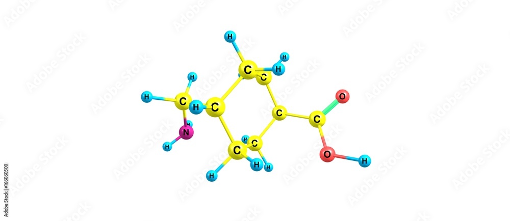 Tranexamic acid molecular structure isolated on white Stock ...