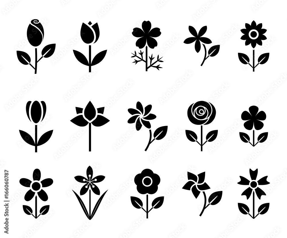 flower set icons Stock Vector | Adobe Stock