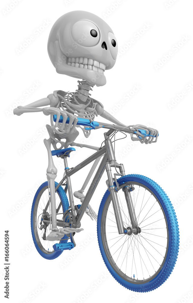 3D Skeleton Mascot is Riding a bicycle. 3D Skull Character Design ...